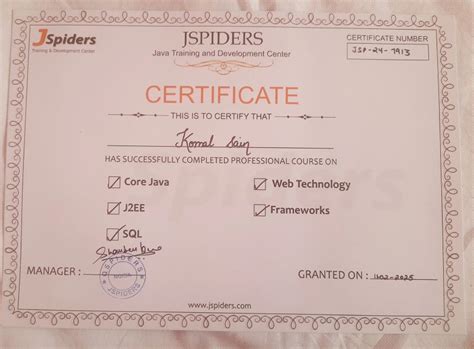 Completed Java Course From Jspiders Ready For New Challenges Komal Sain Posted On The Topic