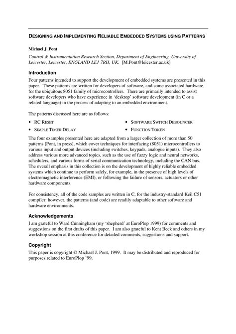 Pdf Designing And Implementing Reliable Embedded Systems Using Patterns