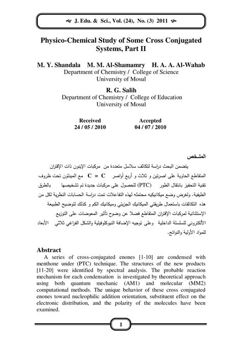 Pdf Physico Chemical Study Of Some Cross Conjugated Systems Part Ii
