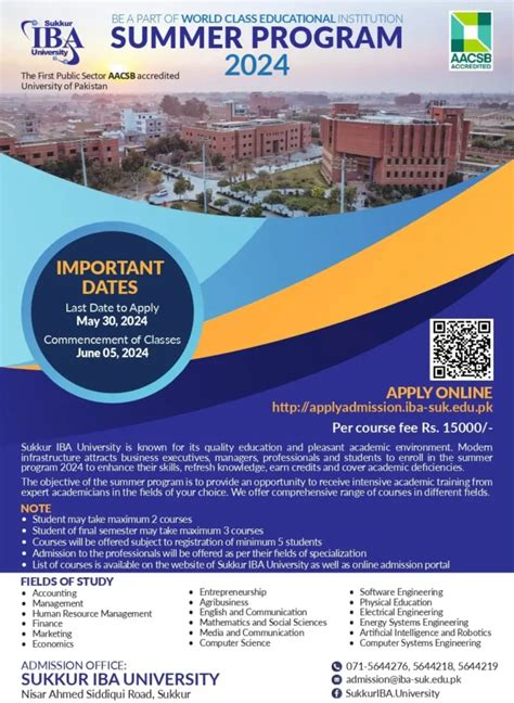 Sukkur Iba University Summer Course Program 2024 Fee Apply