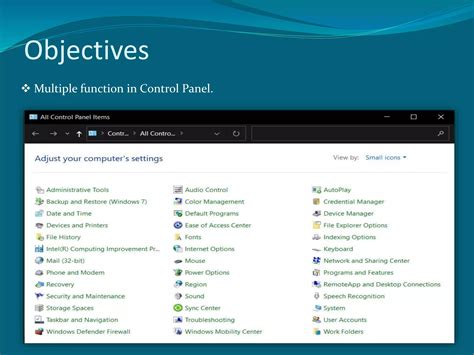 Explain Windows Contol Panel Pptx