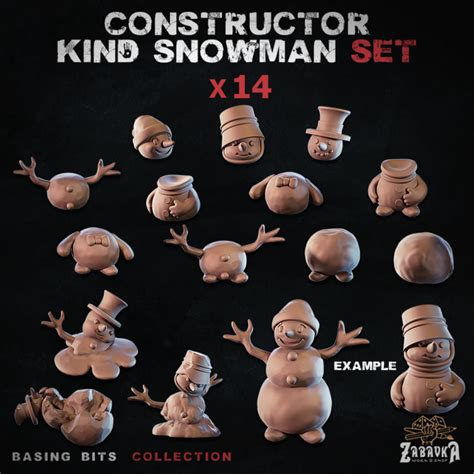 3d Printable Kind Snowman Basing Bits Constructor By Zabavka Workshop