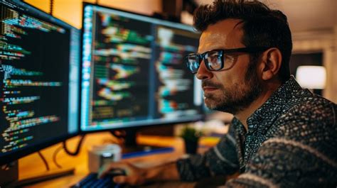 Free Man Coding Intensely Photo Man Coding Computer Download At Stockcake