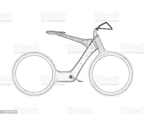 흰색 배경에 고립 된 검은 선에서 현대 자전거의 와이어 프레임 측면보기 3d 벡터 일러스트레이션 3차원 형태에 대한 스톡 벡터 아트 및 기타 이미지 Istock