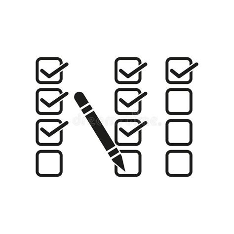 Checklist With Pen Task Completion Icon Marked Boxes Symbol Vector
