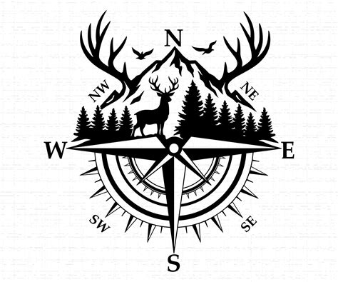 Hunting Compass Svg Png Deer Mountain Forest Hunter T Navigation