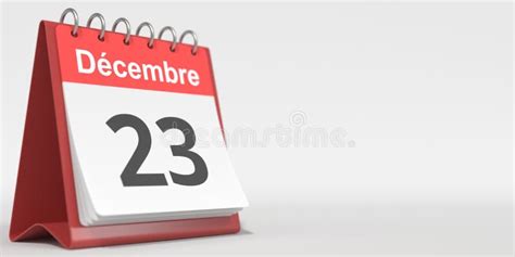 December 23 Date Written In French On The Flip Calendar Page 3d