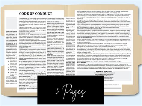 Employee Code Of Conduct Policy HR Business Procedures Template Etsy