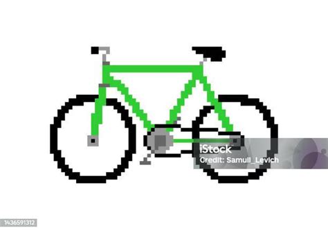 자전거 픽셀 아트 8 비트 자전거 표지판 픽셀화된 벡터 일러스트 레이 션 복고풍에 대한 스톡 벡터 아트 및 기타 이미지