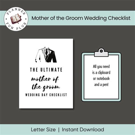 Mother Of The Groom Ultimate Wedding Checklist Pages Etsy