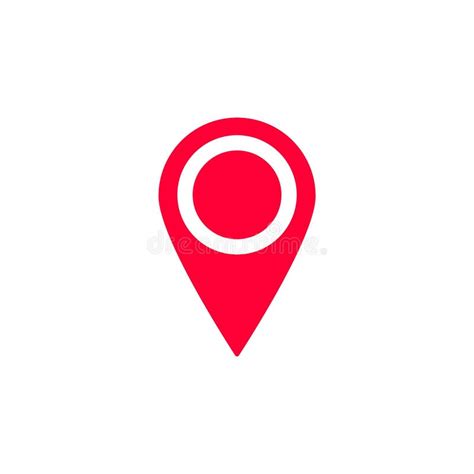 Red Location Pin Symbol With Central Dot On White Visualizing Map