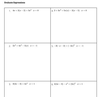 Evaluate Expressions Key By Ashley Hornung TPT