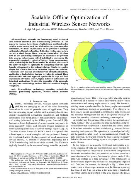 Pdf Scalable Offline Optimization Of Industrial Wireless Sensor Networks