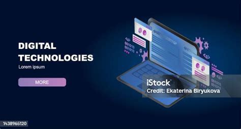Spanduk Isometrik Laptop Dengan Diagram Dan Kode Programmer Teknologi