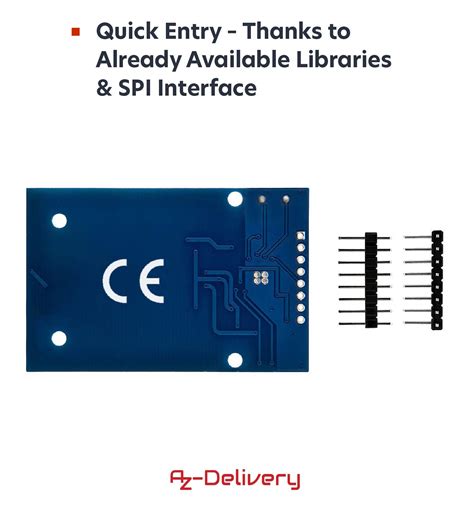 AZDelivery RFID Kit MFRC RC RF IC Card Reader Sensor Module RFID Chip Key Ring And S
