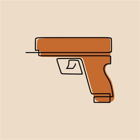 경찰 총 한 줄 연속 라인 아트 프리미엄 벡터