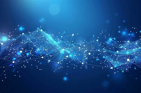 Abstract Blue Digital Background With Connecting Lines And Dots Stock Illustration
