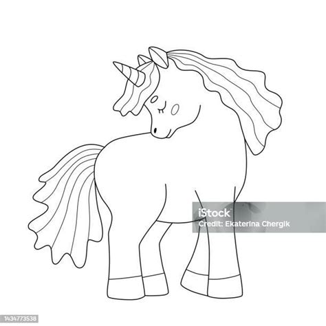 귀여운 유니콘으로 책을 색칠 공부하는 아이들 간단한 모양 어린 아이들을위한 개요 인사말 카드 템플릿 만화 벡터 일러스트레이션