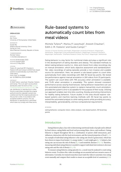 PDF Rule Based Systems To Automatically Count Bites From Meal Videos