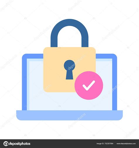 Check Mark Padlock Laptop Denoting Verified Security Flat Icon Stock Vector By ©iconshome 702357064