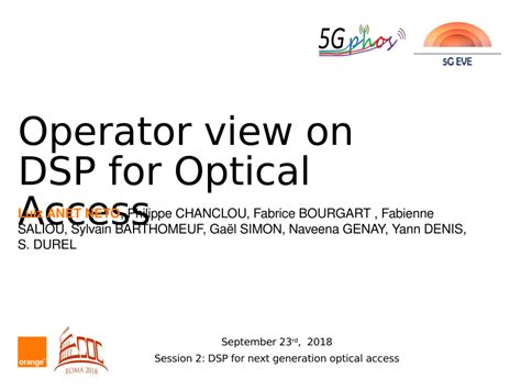 Pdf Operator View On Dsp For Optical Access Dsp For Next Generation Optical Access Workshop