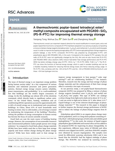 Pdf A Thermochromic Poplar Based Tetradecyl Estermethyl Composite