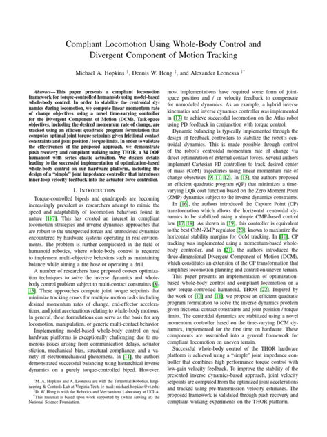 2015 Compliant Locomotion Using Whole Body Control And Divergent Component Of Motion Tracking