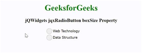 JQWidgets JqxRadioButton BoxSize Property GeeksforGeeks