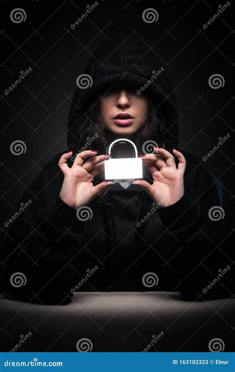 Female Hacker Hacking Security Firewall Late In Office Stock Image Image Of Cyber Digital
