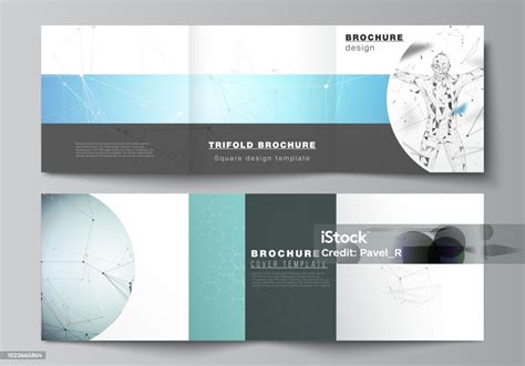 최소한의 벡터 레이아웃입니다 현대 평방 브로슈어 또는 전단지 디자인 서식 파일을 포함 한다 기술 과학 의료 개념입니다 분자 구조 선 및 점 들을 연결입니다 미래 배경 0명에