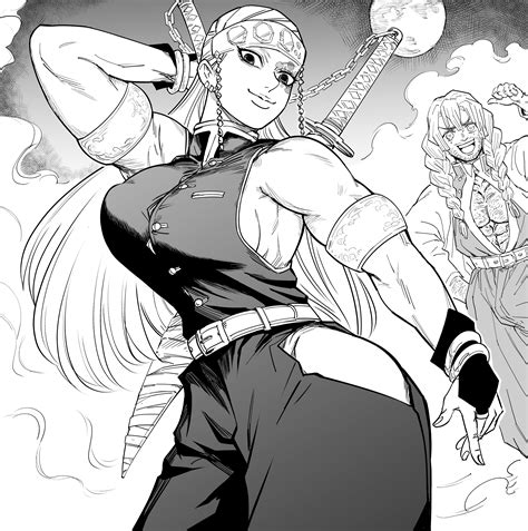 Kanroji Mitsuri And Uzui Tengen Kimetsu No Yaiba Drawn By Bb