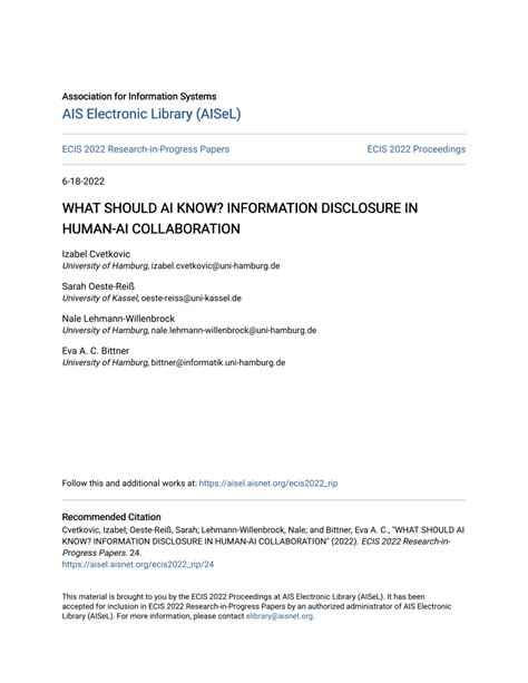 Pdf What Should Ai Know Information Disclosure In Human Ai Collaboration