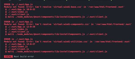 suddenly getting module not found error can t resolve virtual windi