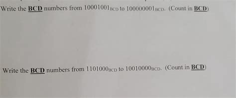 Solved Write The Bcd Numbers From 10001001bcd To