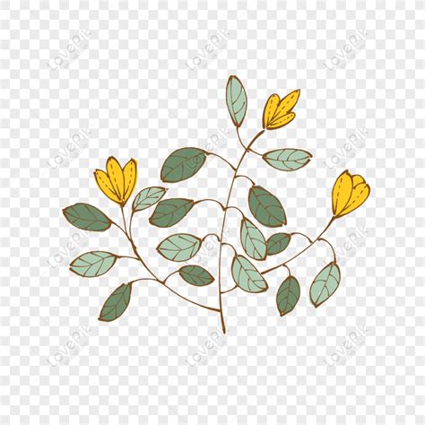 손으로 그린 만화 귀여운 식물 꽃 클러스터 노란색 벡터 요소 Png 일러스트 무료 다운로드 Lovepik