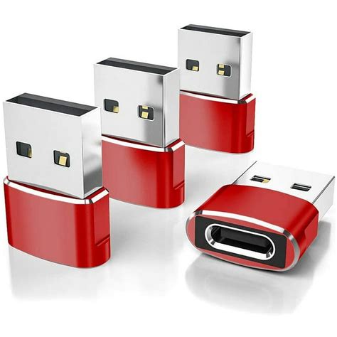 SHANGSHAN 4 Pack USB C Female To USB Male Adapter High Speed Data Transfer Compact Red