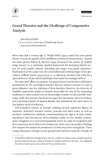 Pdf Grand Theories And The Challenge Of Comparative Analysis