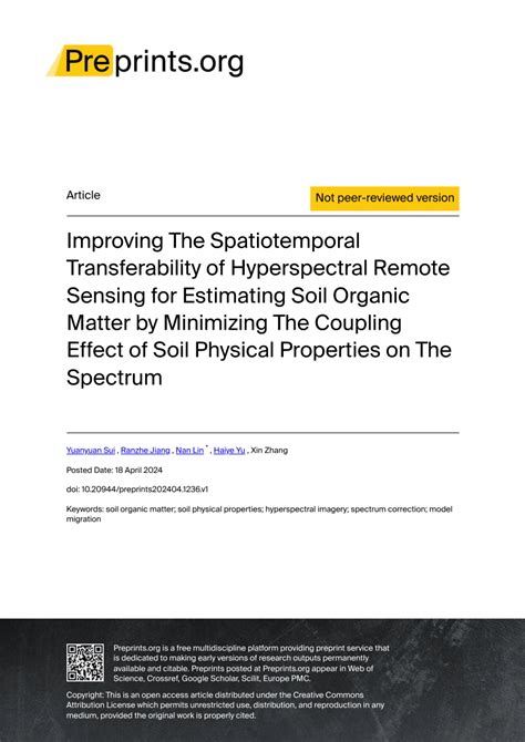 pdf improving the spatiotemporal transferability of hyperspectral