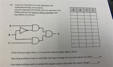 Solved 6 Points Complete The Truth Table Given The