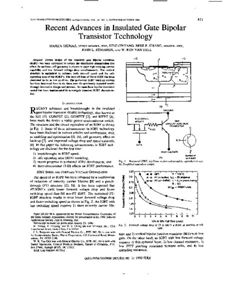 pdf recent advances in insulated gate bipolar transistor technology