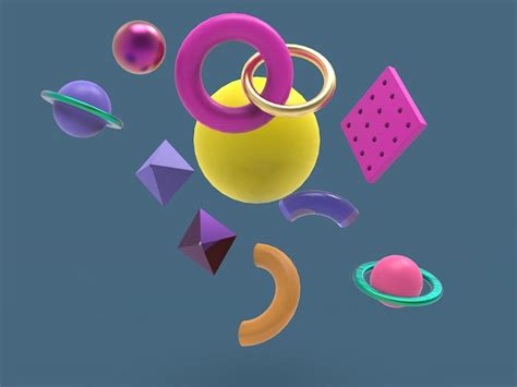 Premium Photo Falling Geometric Primitive Figures Minimalist Abstract Background 3d Illustraton