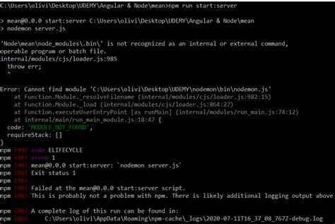 Node Js Cannot Start My Node Server With Npm Run Start Server Stack