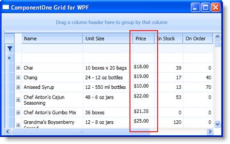 Formatting A Column As Currency Using Templates