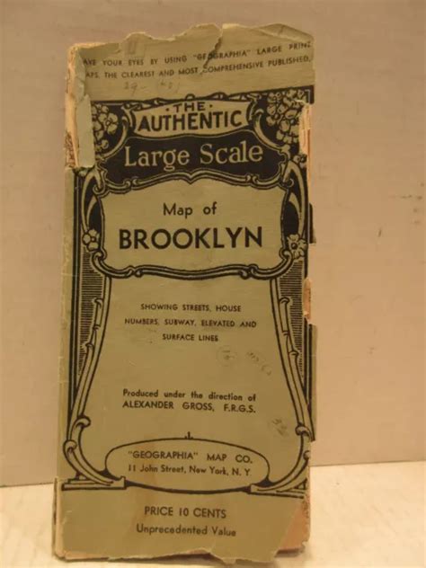 1930s Map Of Brooklyn Ny Geographia Map Co 38x25 £7 85 Picclick Uk