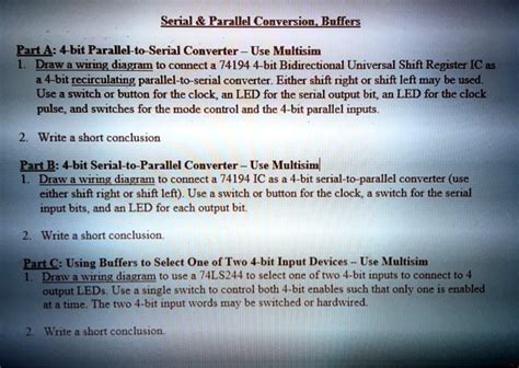 Solved Part A 4 Bit Parallel To Serial Converter Use Multisim Draw