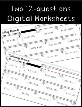 Adding Decimals And Subtracting Decimals Self Checking Digital Maze