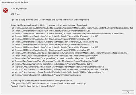 When I Try Searching For Something In Tmodloader Workshop It Crashes Me Saying That That Is A