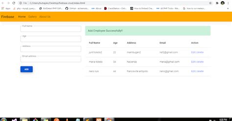 Createreadupdatedeletecrud Using Jquery And Firebase Database 2021