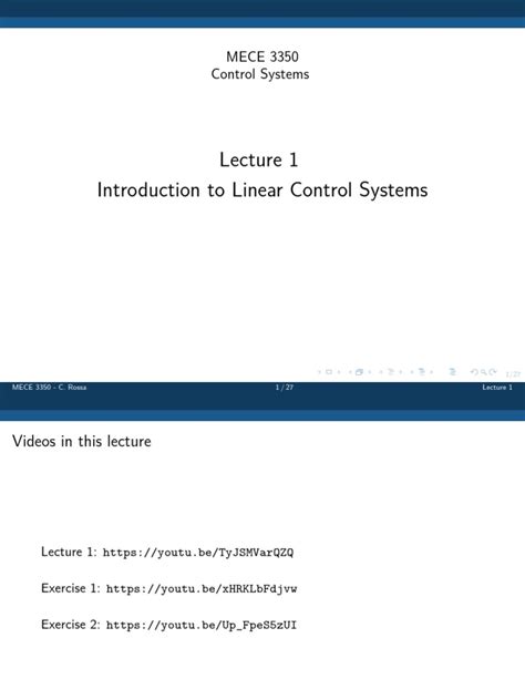 Lecture 1 On Pdf Control Theory Control Engineering