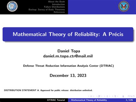 Mathematical Reliability Theory A Concise Overview